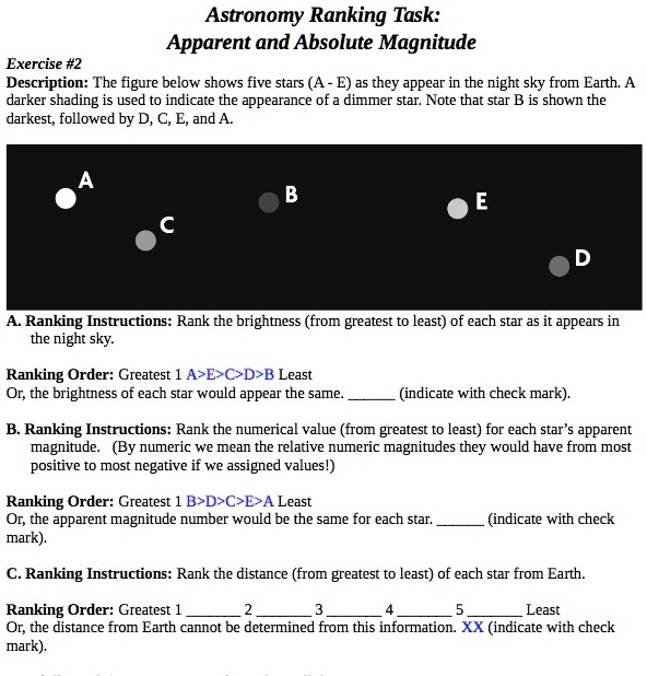 Exercise #2 Astronomy Ranking Task: Apparent and Absolute...