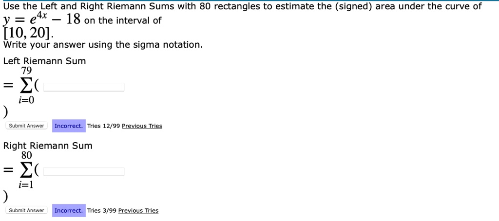 SOLVED: Use the Left and Right Riemann Sums with 80 rectangles to estimate the (signed) area ...