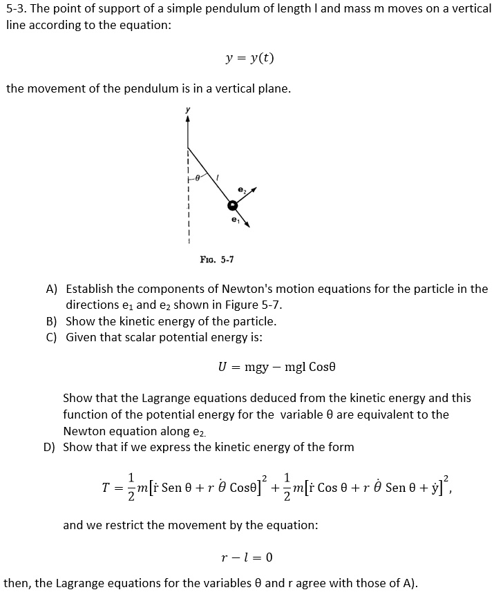 5-3. The point of support of a simple pendulum of length l and mass m ...