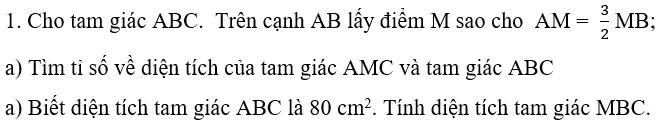 Solved 1 Cho Tam Giác Abc Trên Cạnh Ab Lấy Ä‘iáƒm M Sao Cho