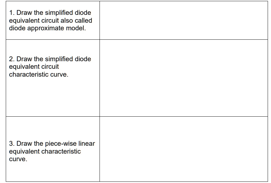 SOLVED: Please draw the following: 1. Draw the simplified diode ...