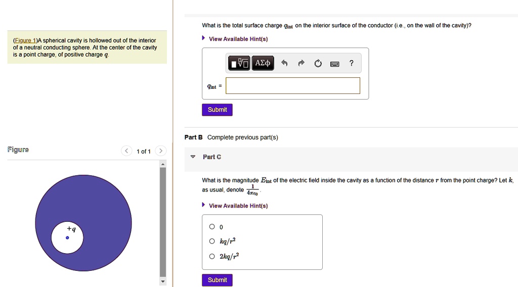 SOLVED: What is the total surface charge Qint on the interior surface ...