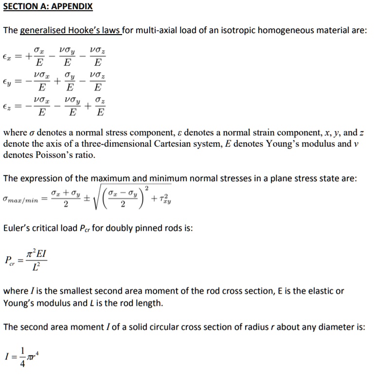 SECTION A: APPENDIX The generalised Hooke's laws for multi-axial load ...
