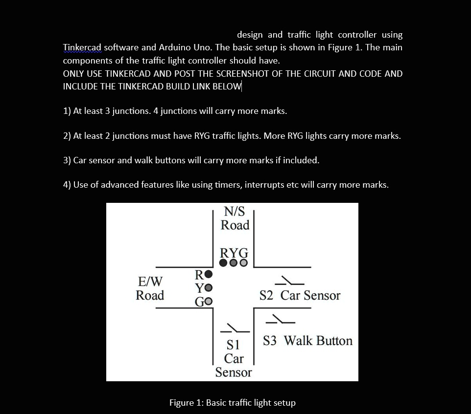 Solved Texts Design And Traffic Light Controller Using Tinkercad Software And Arduino Uno The 2589