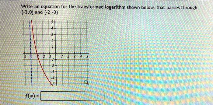 SOLVED: Write an equation for the transformed logarithm shown below; that passes through (+3,0 ...