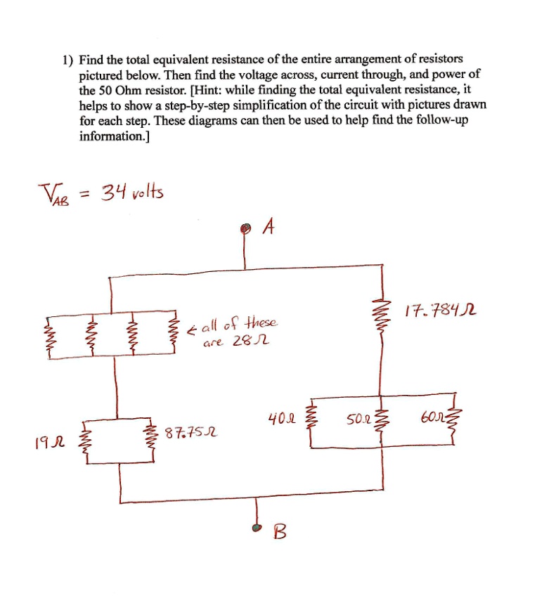 SOLVED: Find the total equivalent resistance of the entire arrangement ...