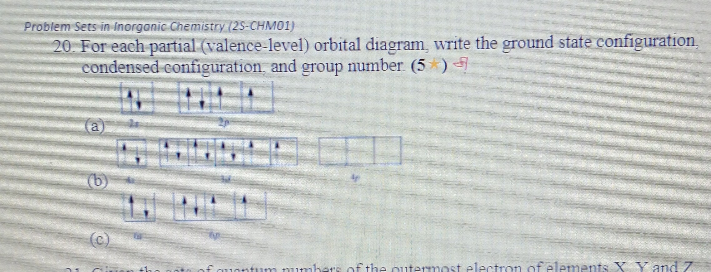 Problem Sets in Inorgonic Chemistry (2S-CHM01) 20. For each partial ...