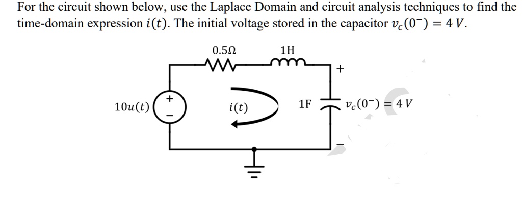SOLVED: For the circuit shown below, use Laplace Domain and circuit analysis techniques to find ...