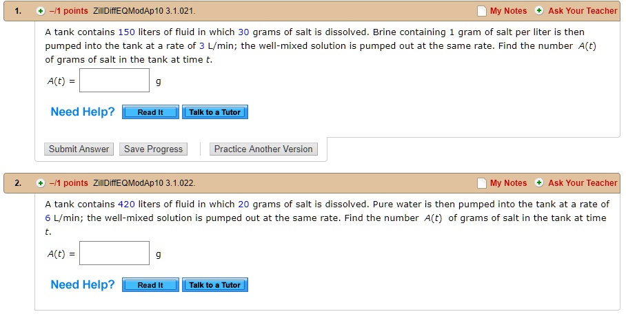 1. -/1 points ZillDiffEQModAp10 3.1.021. My Notes + Ask Your Teacher A ...