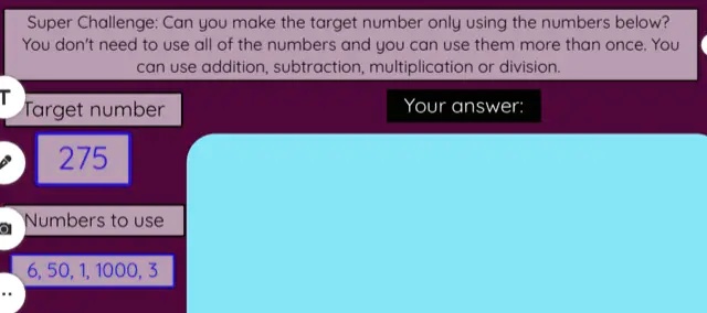super challenge can you make the target number only using the numbers ...