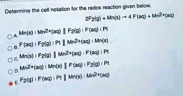 The cell notation for the redox reaction given below:… - SolvedLib