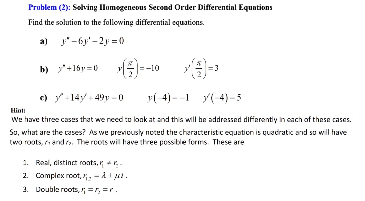 Problem (2): Solving Homogeneous Second Order Differential Equations ...