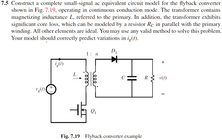 SOLVED: Construct a complete small-signal AC equivalent circuit model for the flyback converter ...