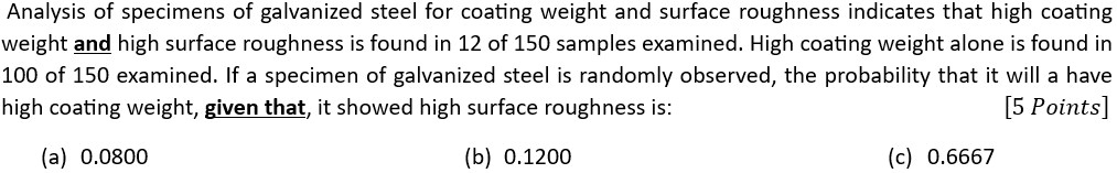 SOLVED: Analysis of specimens of galvanized steel for coating weight ...