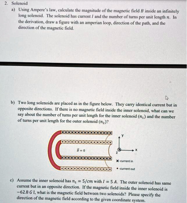 SOLVED: Solenoid Using Ampere law. calculate the magnitude of the ...