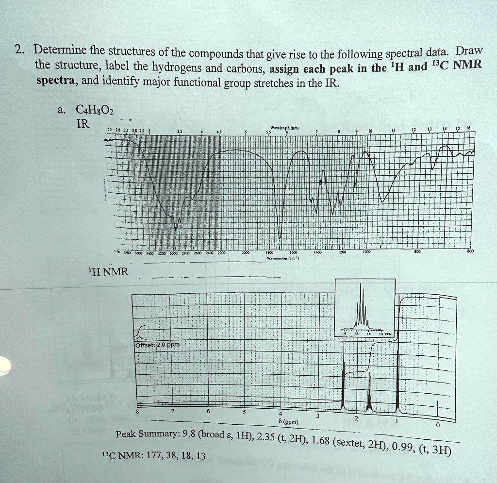 determine the structures of the compounds that give rise to the following spectral data draw the ...
