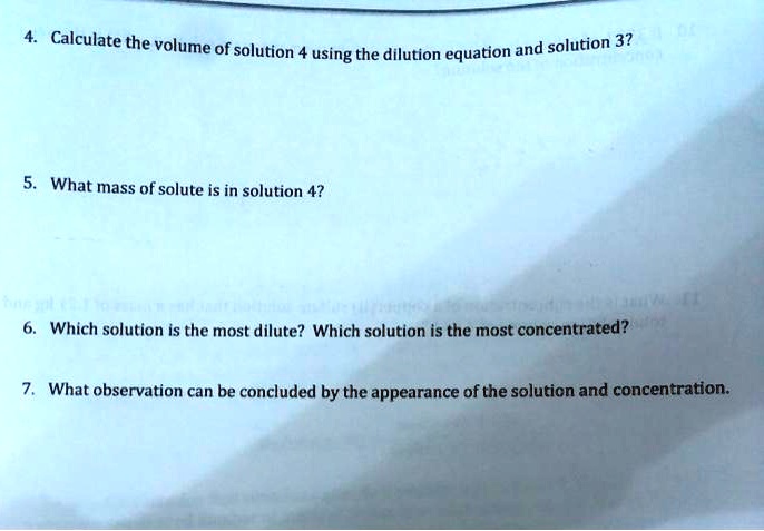 SOLVED:Calculate the volume of solution using the dilution equation and ...