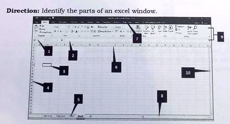SOLVED: Direction: Identify the parts of an Excel window. SOLVED: Direction: Identify the parts of an Excel window.