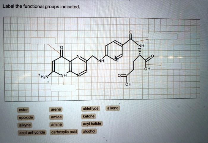 SOLVED: Label the functional groups indicated ester arene aldehyde ...