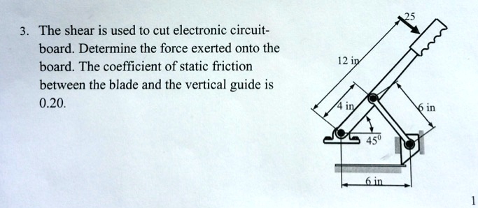 3. The shear is used to cut electronic circuit-board. Determine the ...
