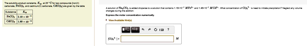SOLVED: The solubility-product constants, Ksp, at 25°C for two ...