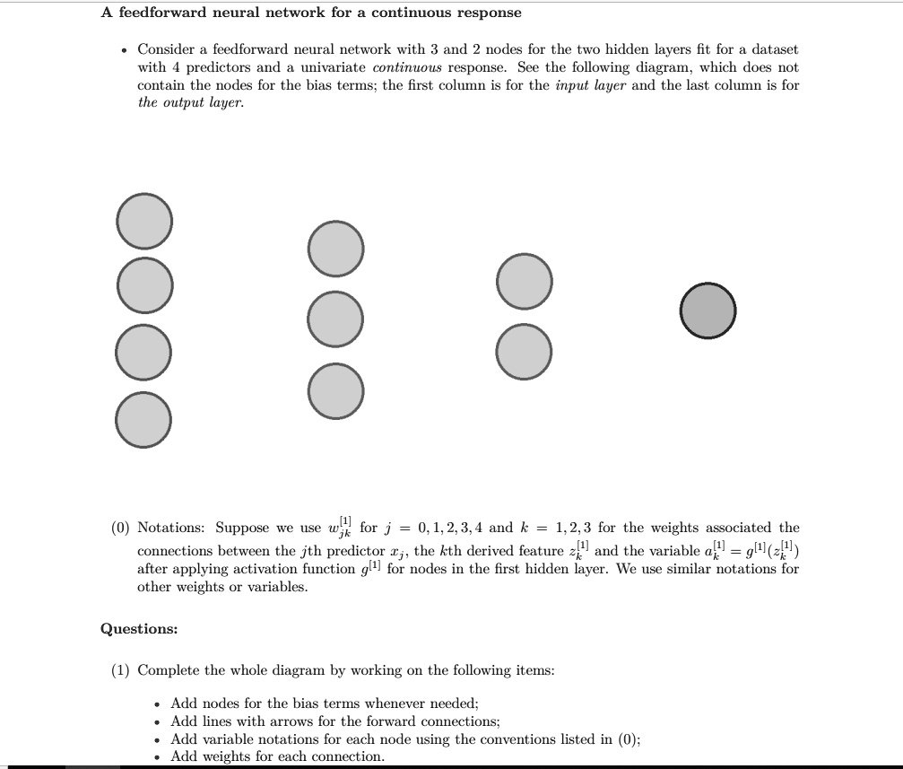 Solved A Feedforward Neural Network For Continuous Response Consider A Feedforward Neural 