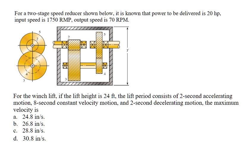 SOLVED: For a two-stage speed reducer shown below, it is known that the ...