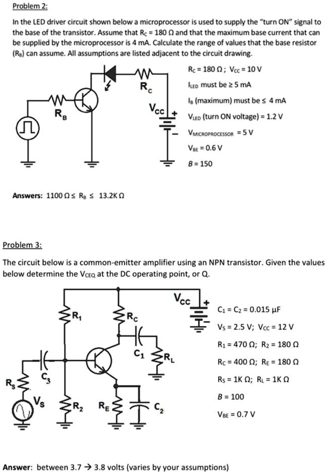SOLVED: 'Please explain with detailed steps Problem 2; In the LED driver circuit shown below a ...