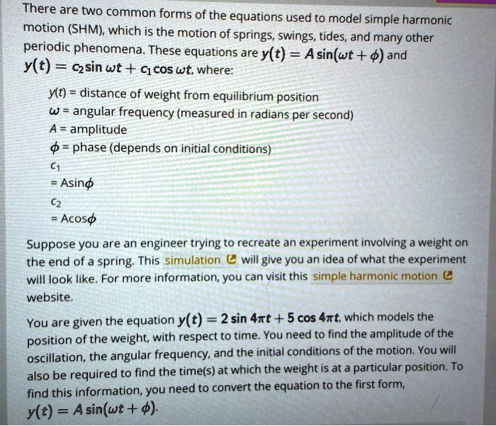 There are two common forms of the equations used to model simple ...