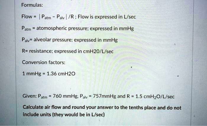 formulas flow patm palv ir flow expressed in lsec patm atomospheric ...