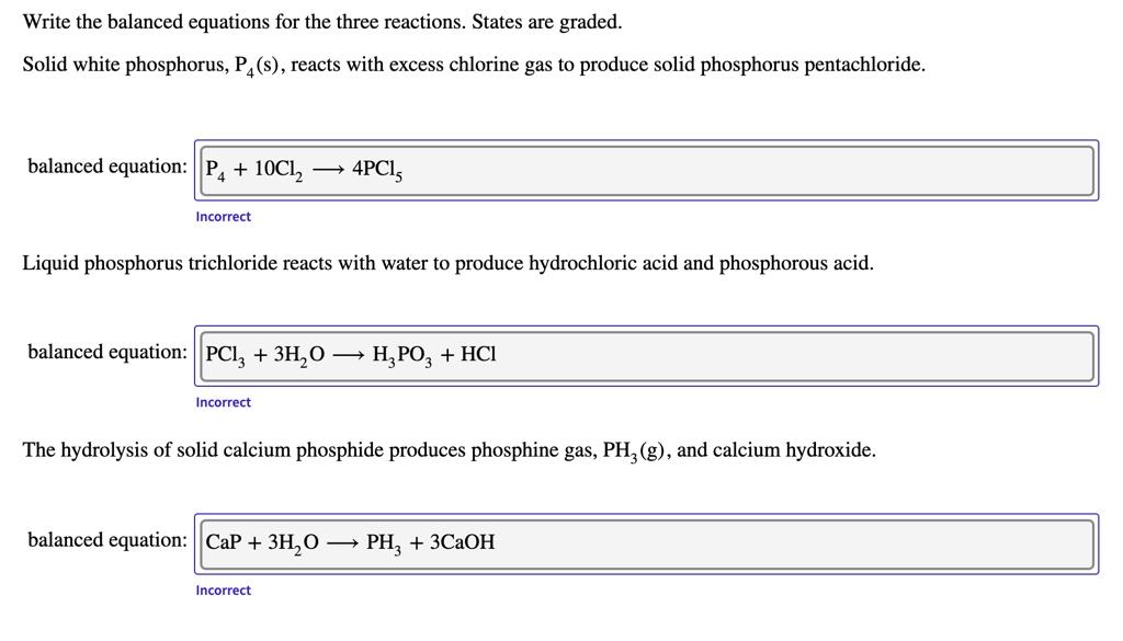 write the balanced equations for the three reactions states are graded ...