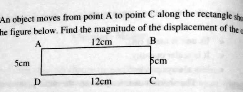 An object moves from point A to point C along the rectangle shown in ...