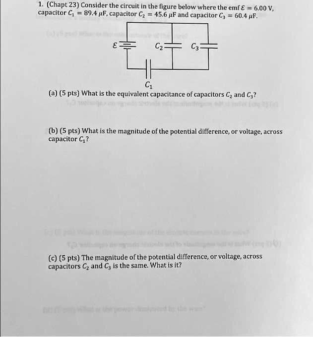 SOLVED: Chapter 23: Consider the circuit in the figure below where the emf is 6.00V. Capacitor ...