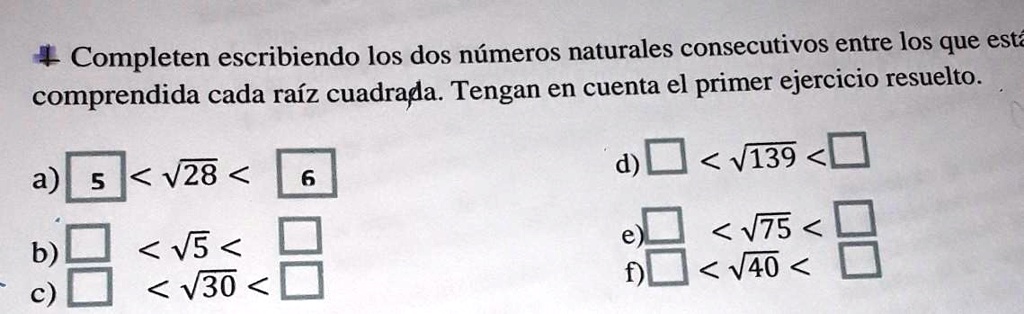 SOLVED: Completen escribiendo los dos números naturales consecutivos ...