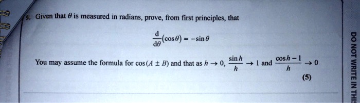SOLVED: Given that 0 is measured in radians prove, from first ...