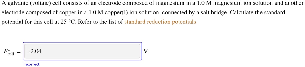 SOLVED: galvanic (voltaic) cell consists of an electrode composed of ...