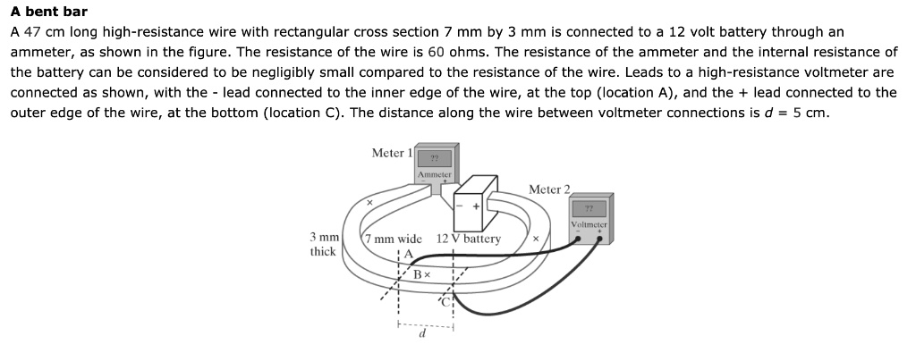 bent bar a 47 cm long high resistance wire with rectangular cross ...