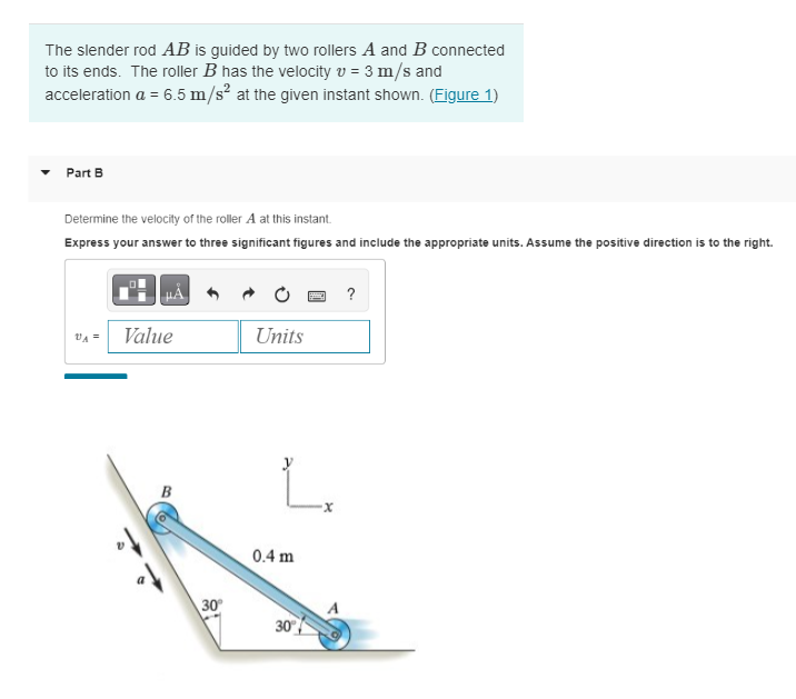 the slender rod a b is guided by two rollers a and b connected to its ...
