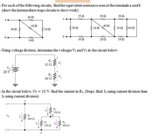 SOLVED: For each of the following circuits, find the equivalent ...