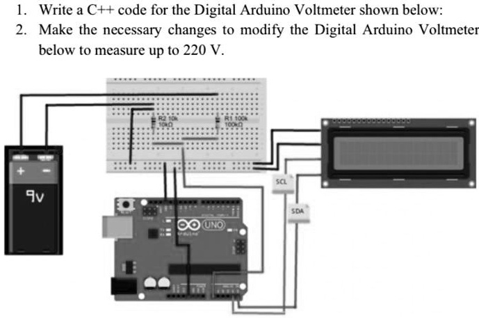 Solved Write A C Code For The Digital Arduino Voltmeter Shown Below 6023