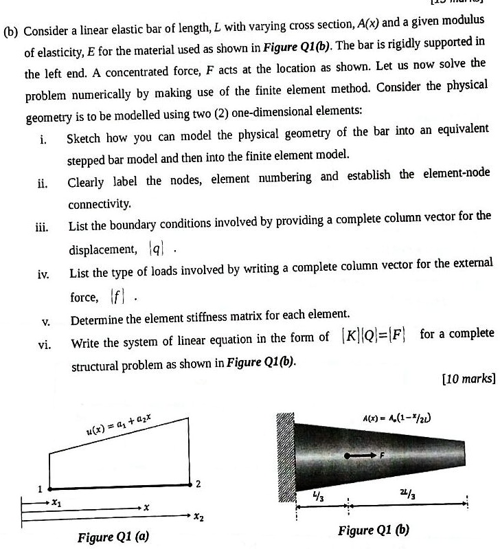 SOLVED: Subject: Finite Element Method - Please answer all of these questions (Question 1b must ...