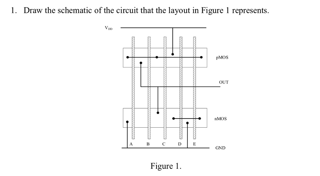 1. Draw the schematic of the circuit that the layout in Figure 1 ...