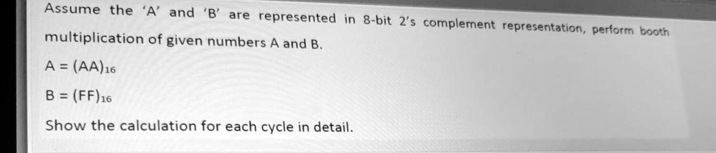 Solved Assume That A And B Are Represented In 8 Bit 2s Complement Representation Perform