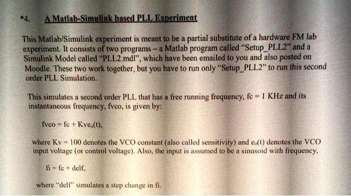 *4. A Matlab-Simulink based PLL Experiment This Matlab/Simulink experiment is meant to be a ...