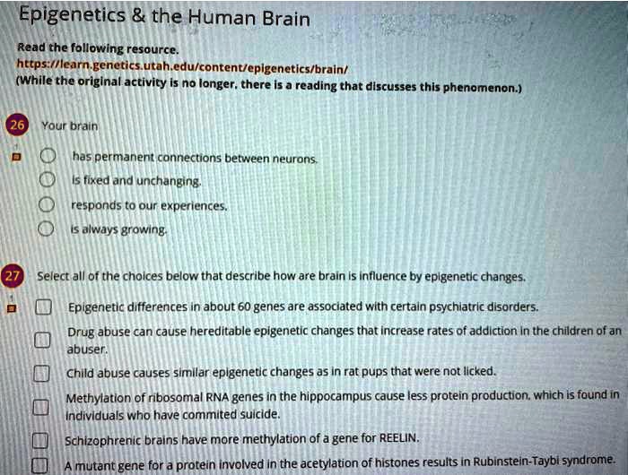 Epigenetics the Human Brain Read the following resource https://learn ...