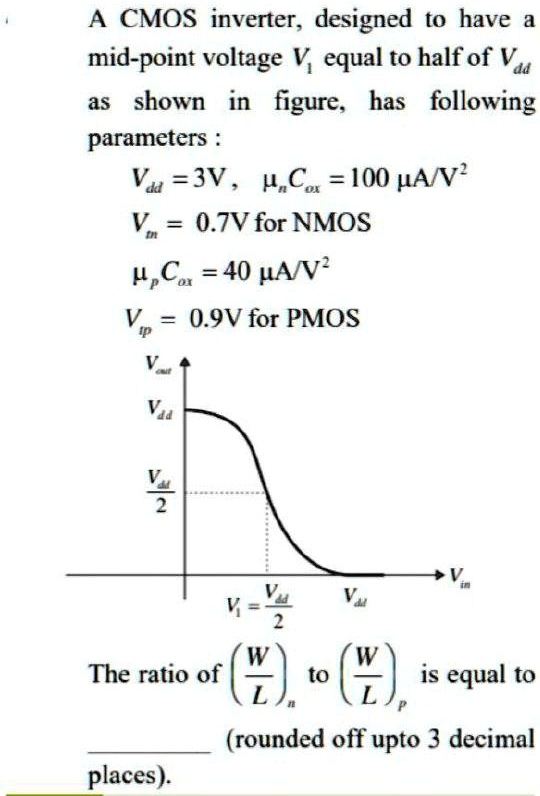 i need the answer as soon as possible a cmos inverter designed to have ...