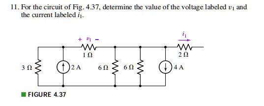 11for the circuit of fig437 determine the value of the voltage labeled v and the current labeled ...