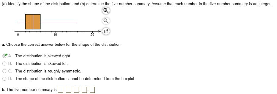 SOLVED: a) Identify the shape of the distribution, and (b) determine the five-number summary ...