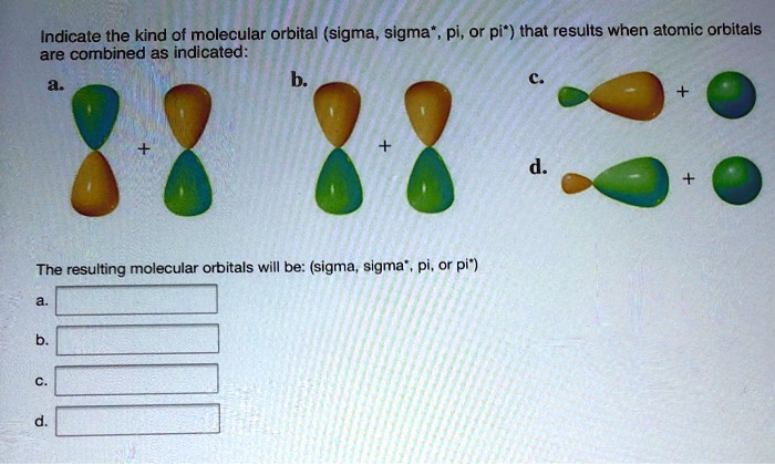 indicate the kind of molecular orbital sigma sigma pi or pi that ...