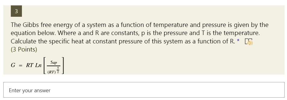 SOLVED: The Gibbs free energy of a system as a function of temperature ...